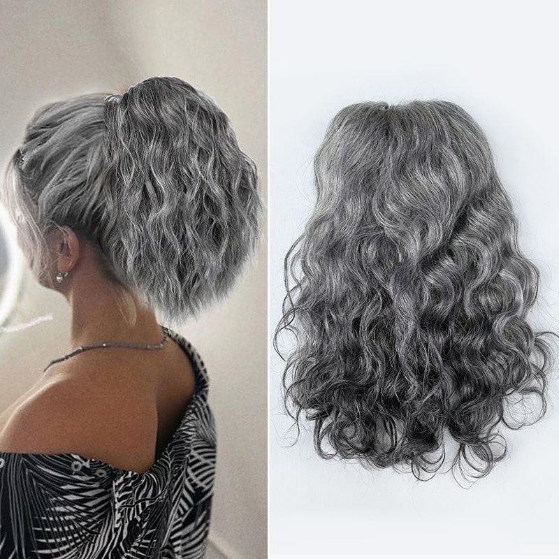 Salt and Pepper Drawstring Ponytail Body Wave Human Hair Clip in Extensions – Soul Lady