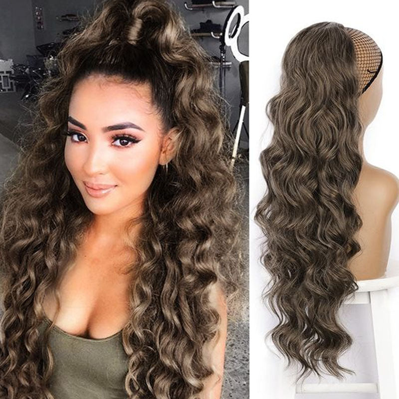 Brownish Grey Body Wave Drawstring Ponytail Hair Human Hair Extensions ...