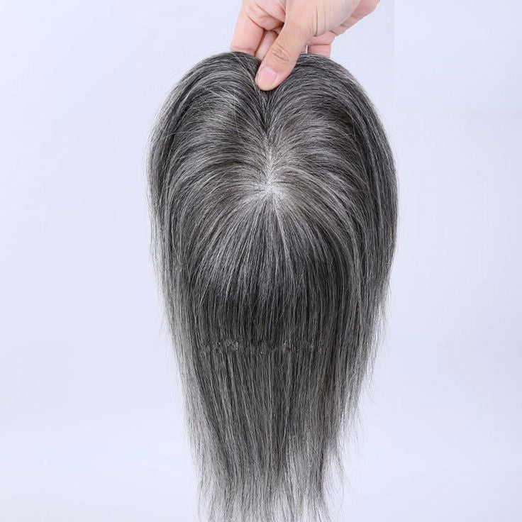 Salt and Pepper Human Hair Wiglets and Toppers Mono Mesh Base ...