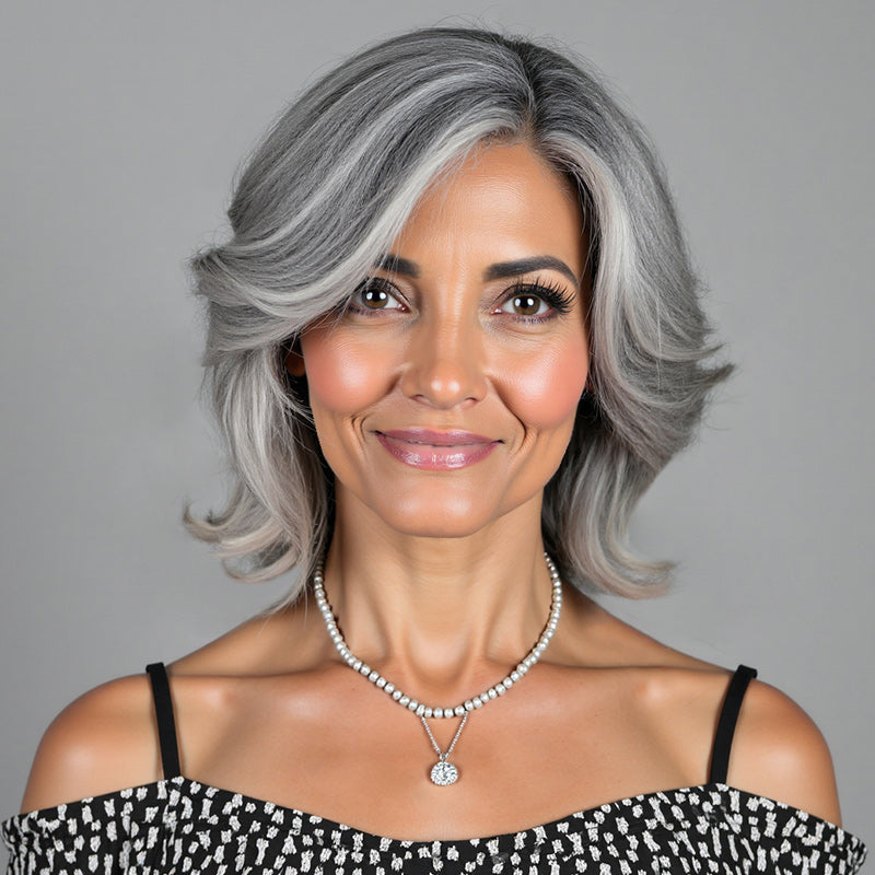 Gray Human Hair Wig Salt and Pepper Straight Hair Wig – Soul Lady