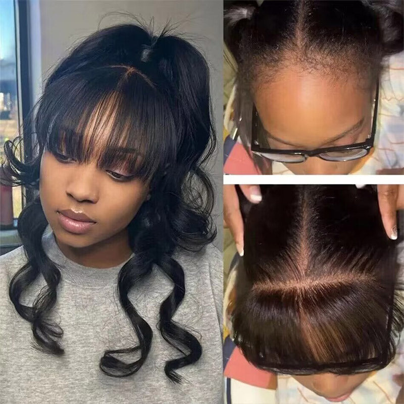 Swiss Lace Forehead Fringe Bangs Invisible Hairline With Baby Hair 6x1 ...